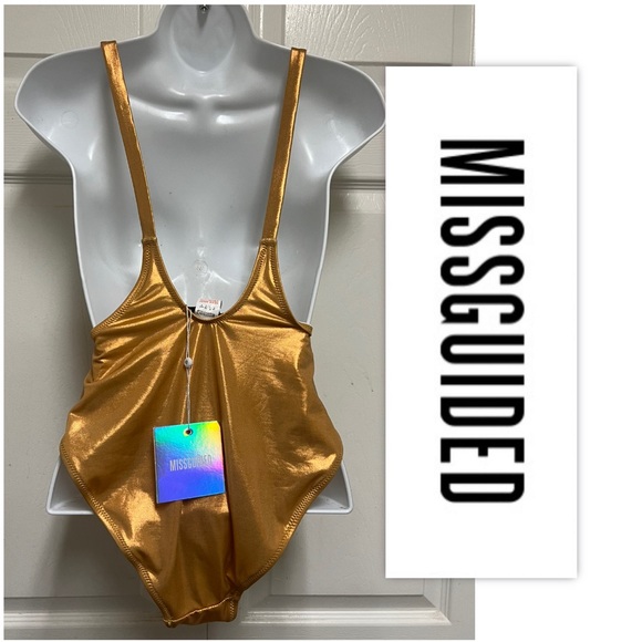 Missguided | Swim | Missguided Bronze Ultimate Plunge One Piece ...
